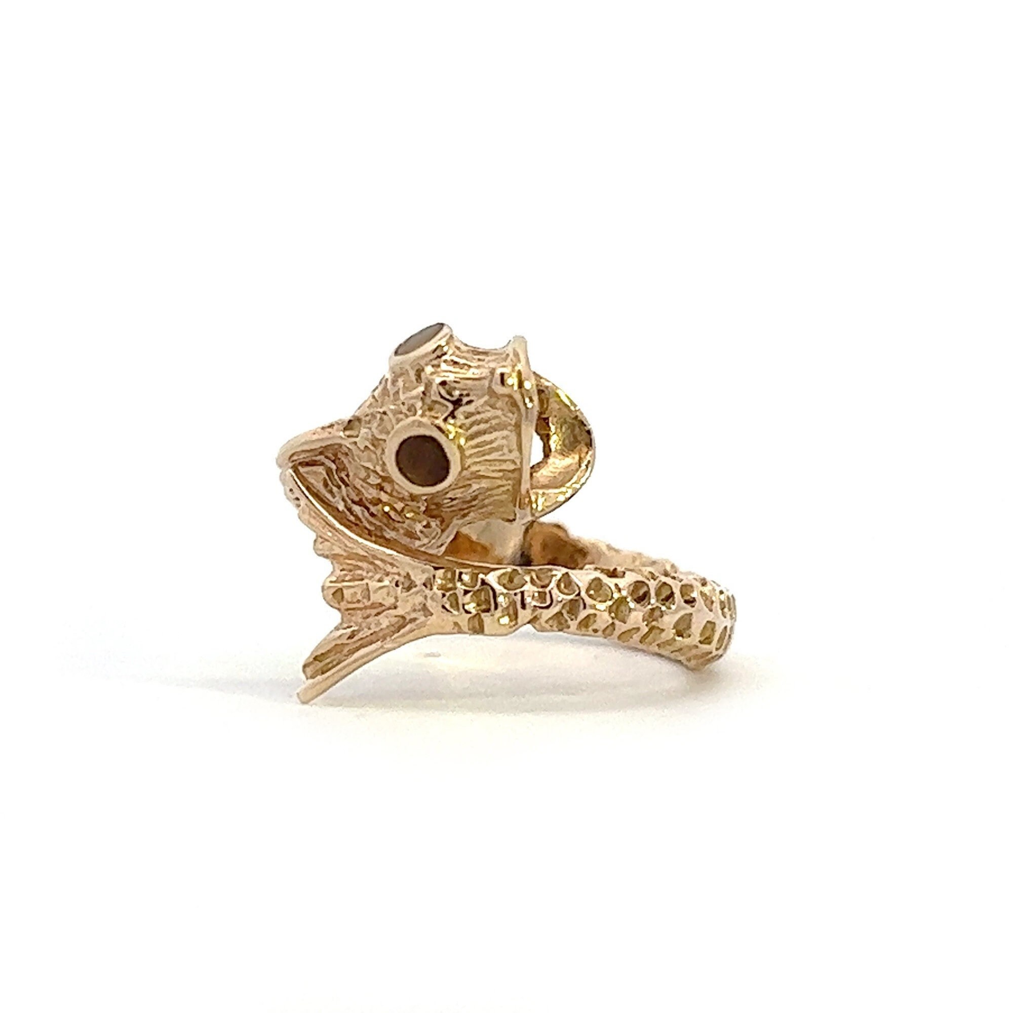 Estate Solid Gold Fish Ring, Mythical Dolphin Ring, Greek Dolphin Wrap ...