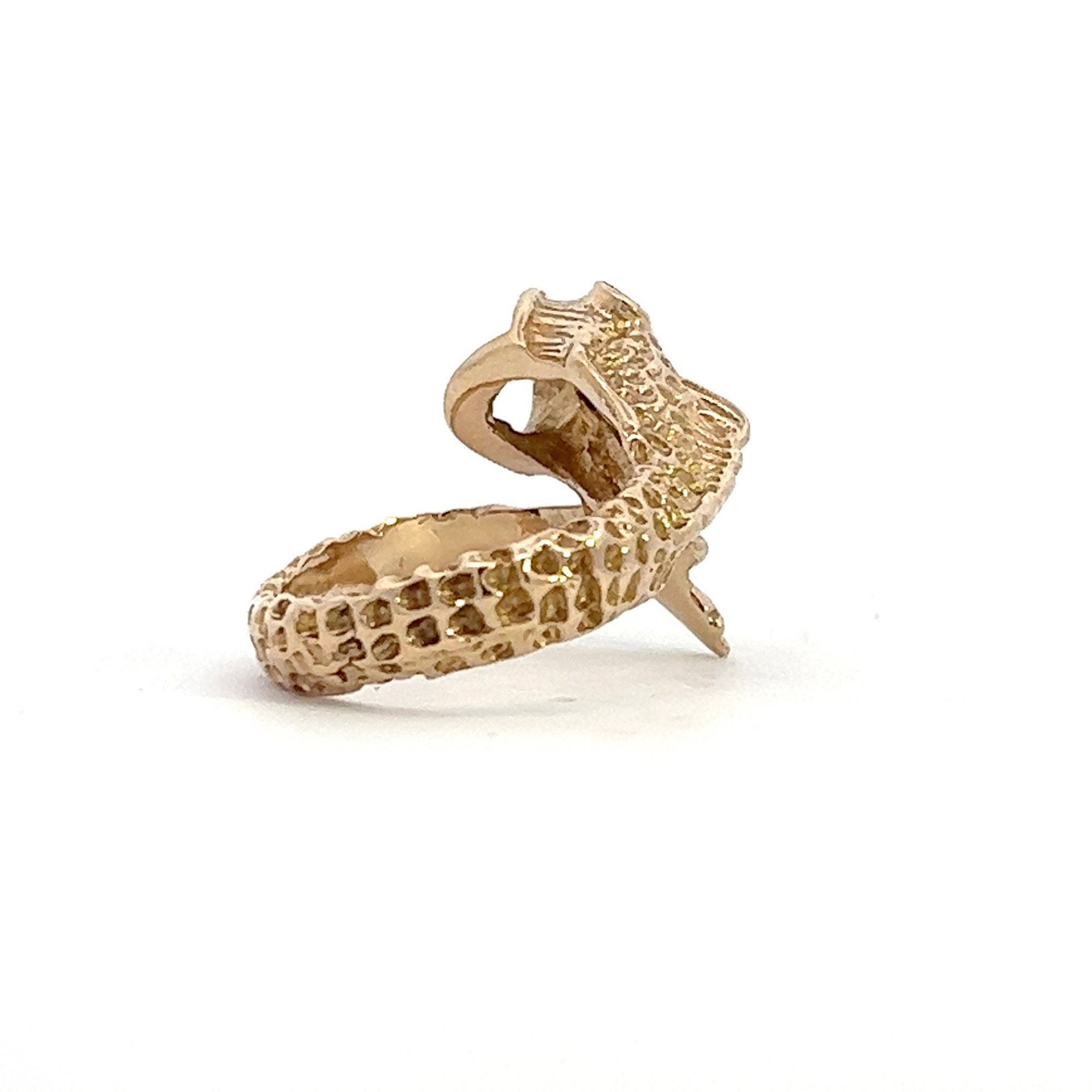 Estate Solid Gold Fish Ring, Mythical Dolphin Ring, Greek Dolphin Wrap ...