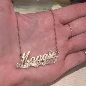 Maggie Name Necklace Diamond I Vintage Estate Personalized Name Plate ...