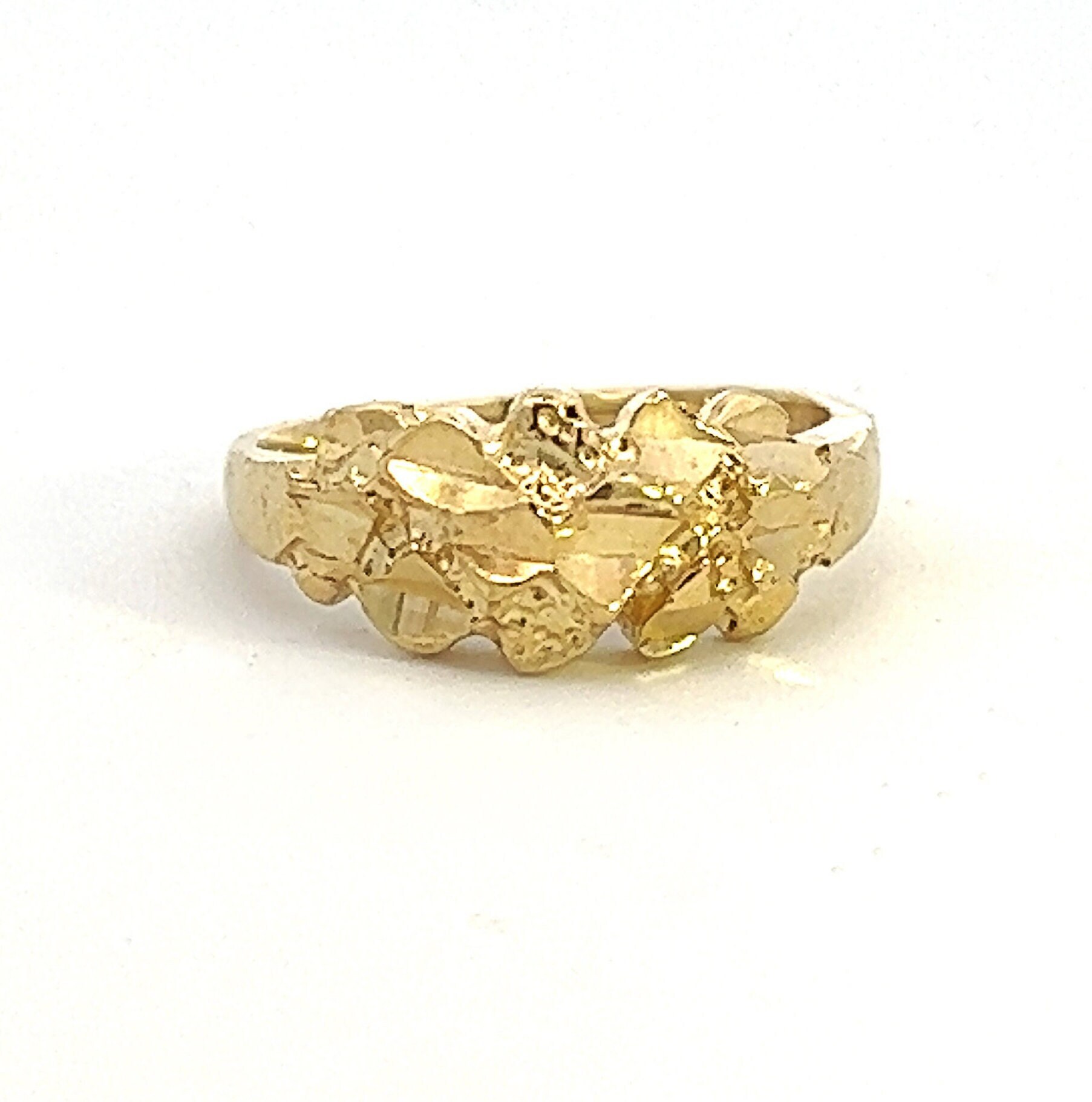 14k Vintage Nugget Ring | Old School Diamond Cut Nugget Jewelry | Band ...