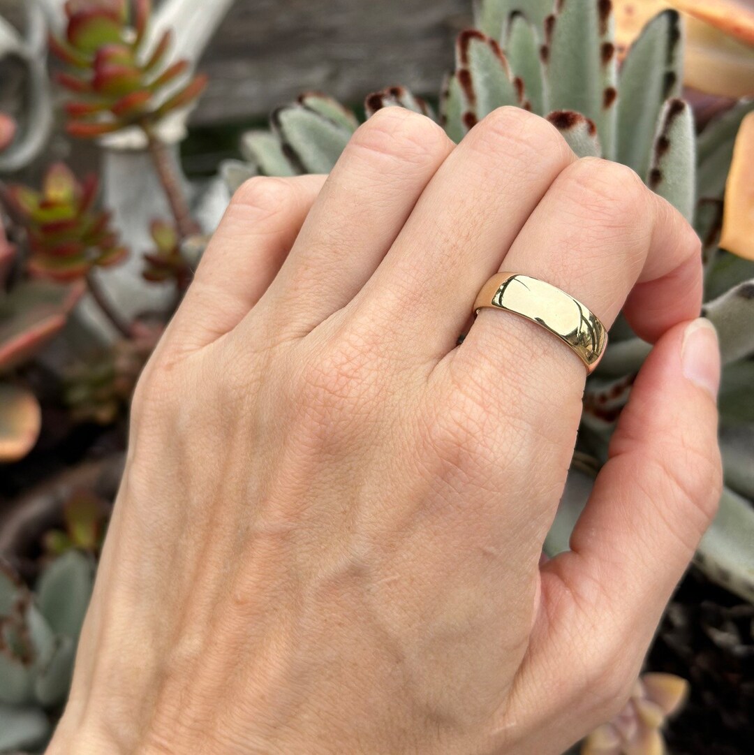 Vintage Solid 14k Yellow Gold Wide Cigar Ring Band Size 9 1/2 Quality ...