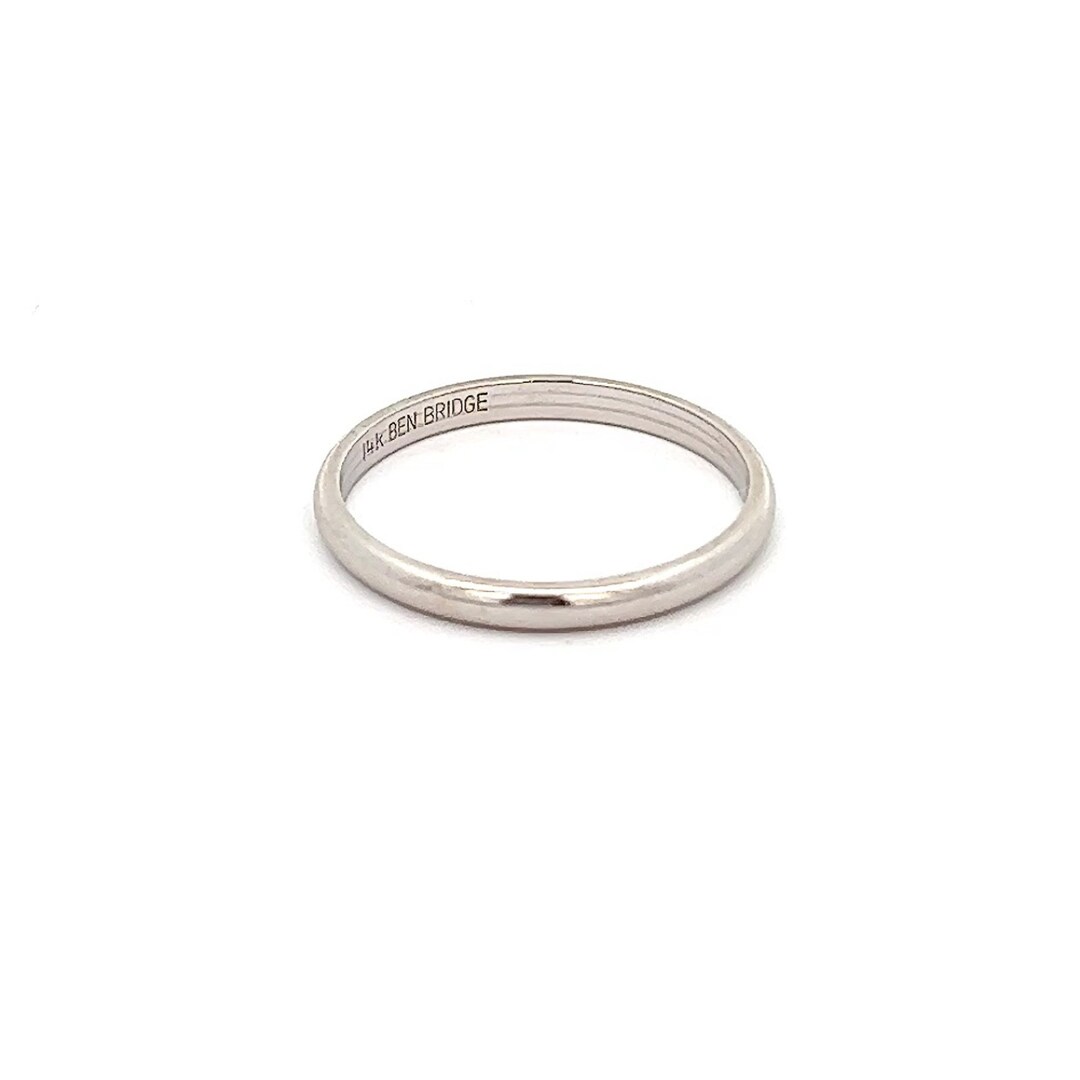 Thin Vintage 14k White Gold Wedding Band | Engrave Inside Ben Bridge ...