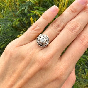 Ladies Vintage Princess Ring, Single Cut Diamonds, 2 Tone Gold 9 ...