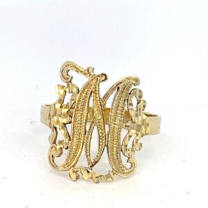 14k Letter M Lightweight Initial Ring, Gold 14 Karat Initial M Signet ...