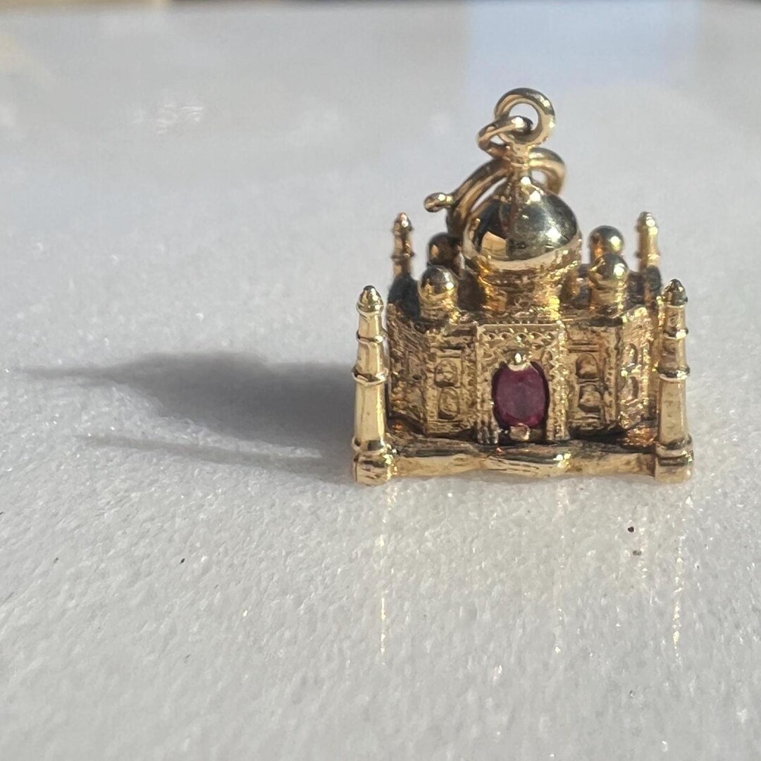 Vintage Taj Mahal Charm, BHG 14k, Gold Temple Pendant Necklace Bracelet ...