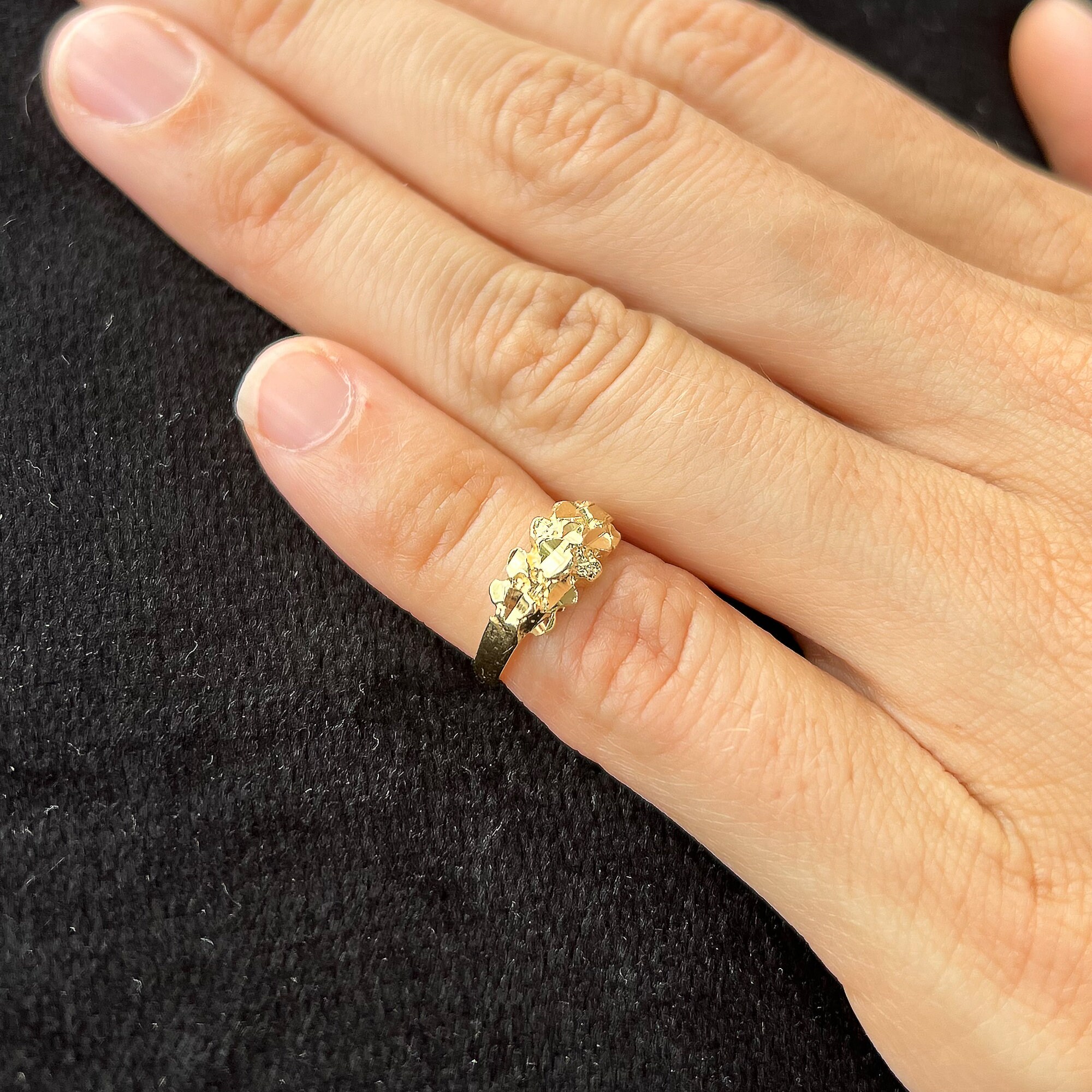 14k Vintage Nugget Ring | Old School Diamond Cut Nugget Jewelry | Band ...