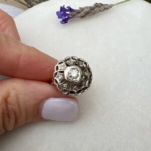 Ladies Vintage Princess Ring, Single Cut Diamonds, 2 Tone Gold 9 ...