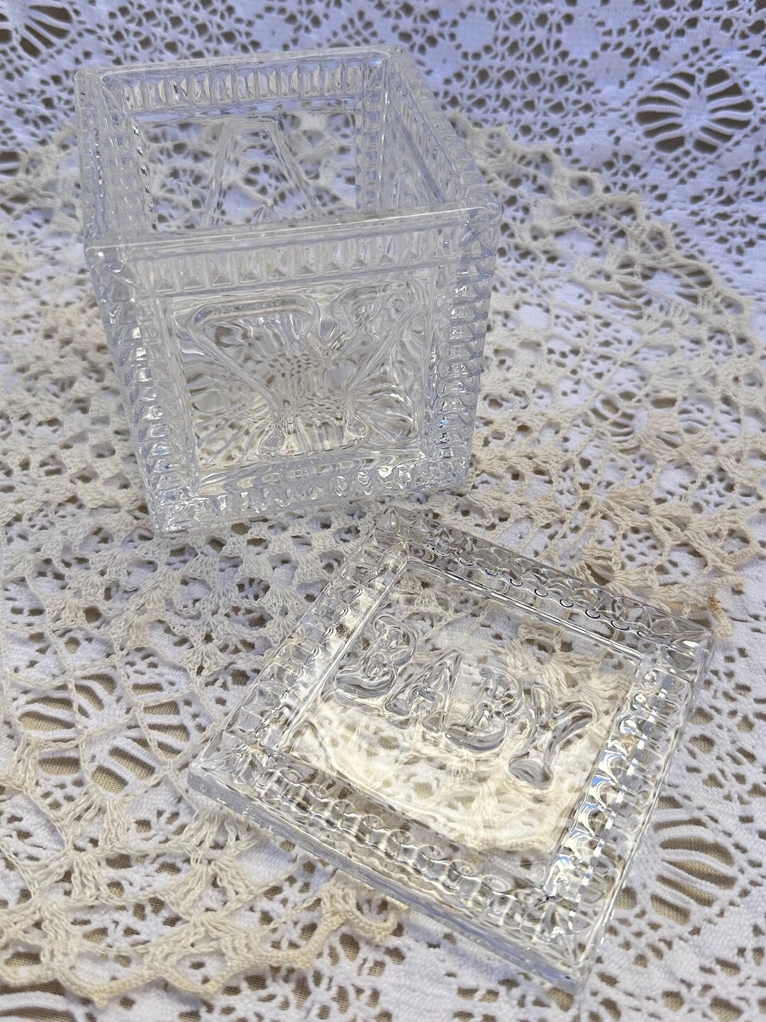 Vintage Versatile Clear Glass BABY Block/cube, Beautiful Baby Room ...