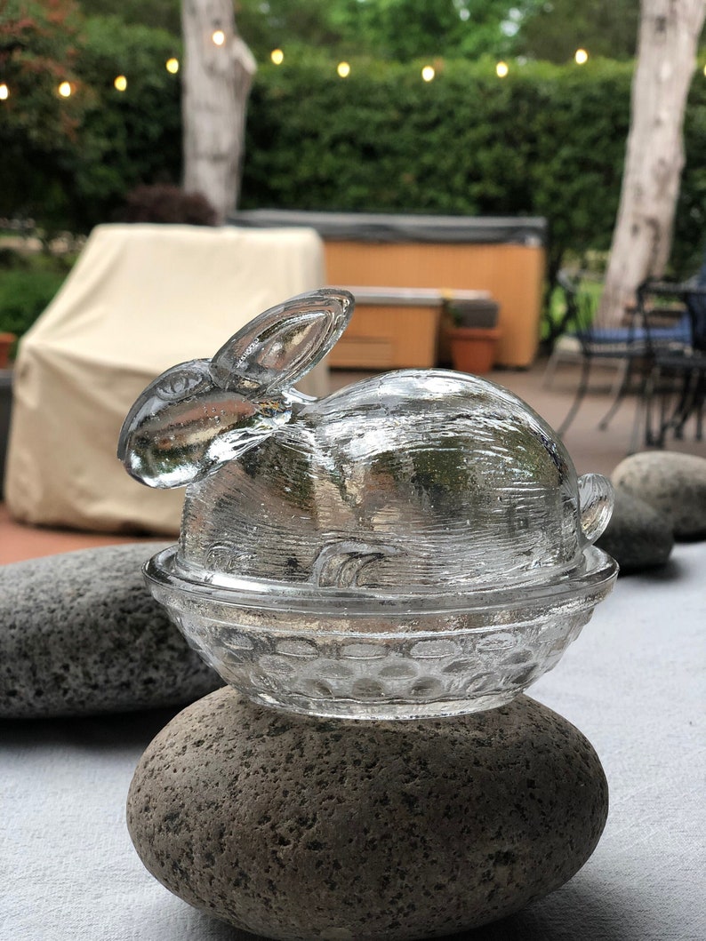 Cute Vintage Covered Glass Bunny Candy Dish. - Etsy