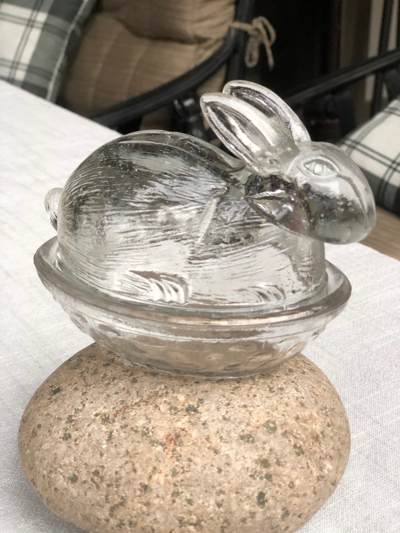 Cute Vintage Covered Glass Bunny Candy Dish. - Etsy