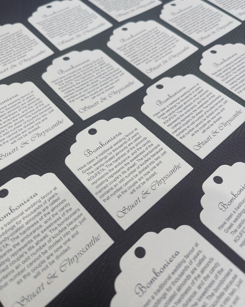 Personalised Wedding Favour Tags / A Greek Tradition Tags - Etsy