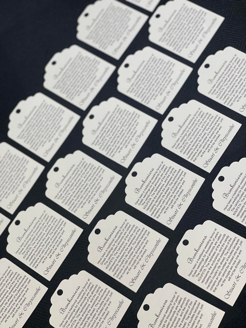 Personalised Wedding Favour Tags / A Greek Tradition Tags - Etsy