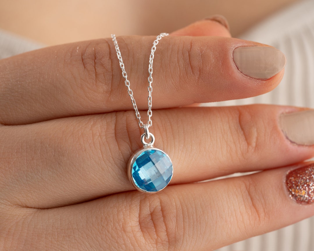 Blue Zircon Necklace | Blue Zircon Jewelry | December Birthstone| Gift ...