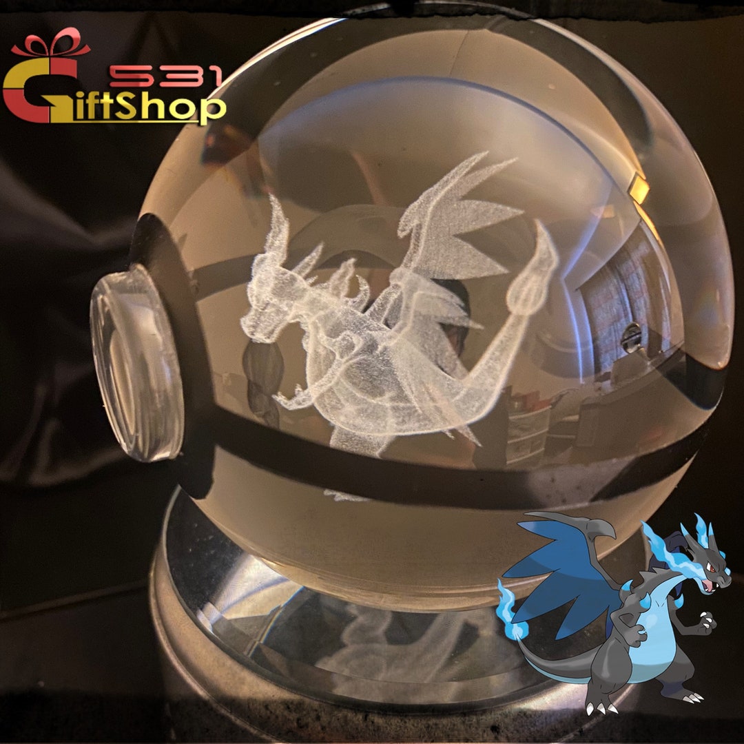 Charizard Pokemon Ball Table Lamp Mega Charizard X Crystal - Etsy