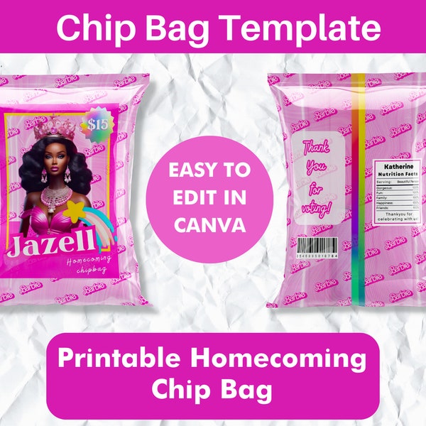 Homecoming Chip Bag Template - Etsy