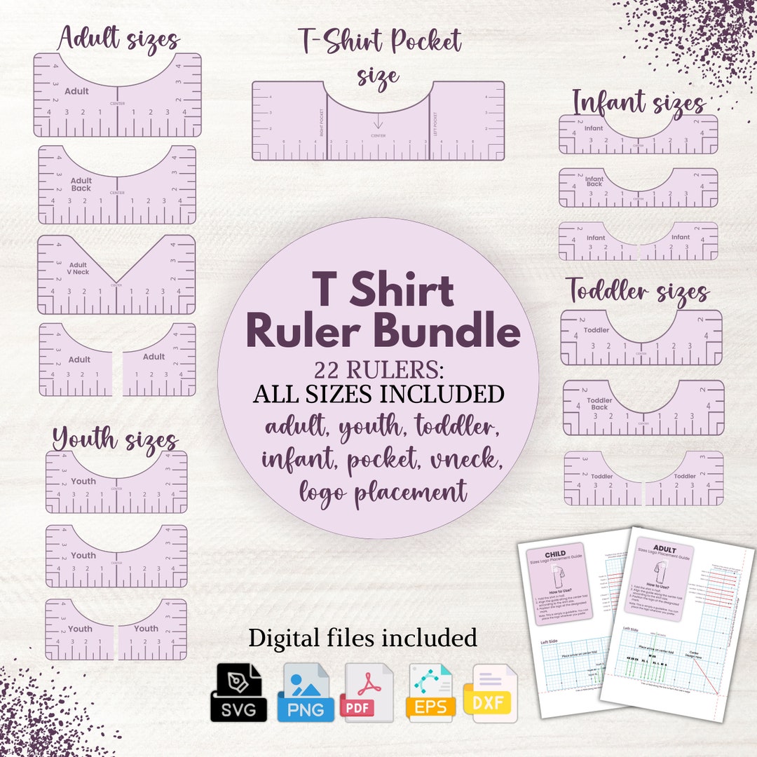 T-shirt Ruler Svg, T-shirt Alignment Tool DXF, Ruler Svg Bundle, T ...