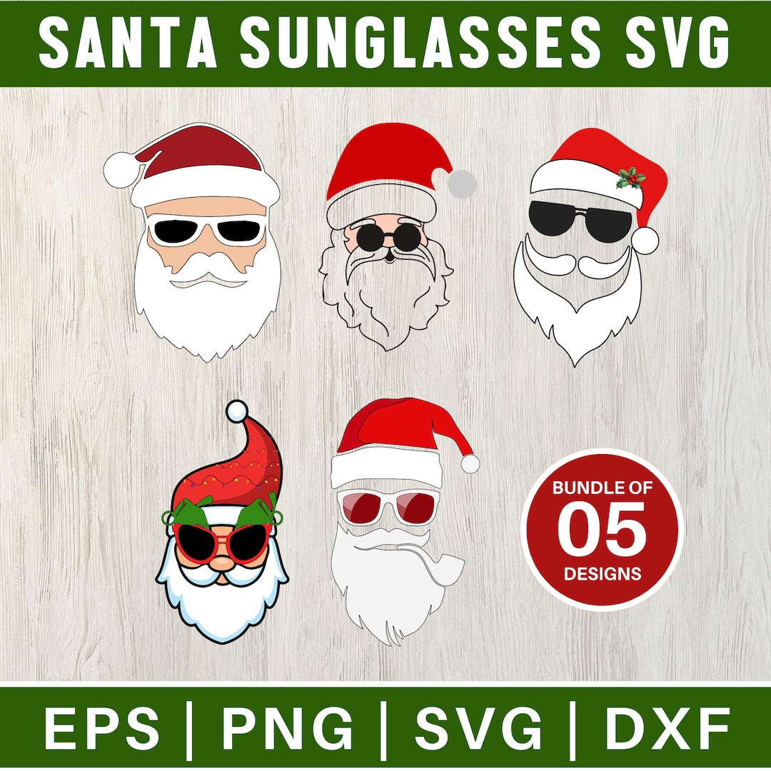 Santa With Sunglasses SVG PNG Cool Santa SVG Father - Etsy
