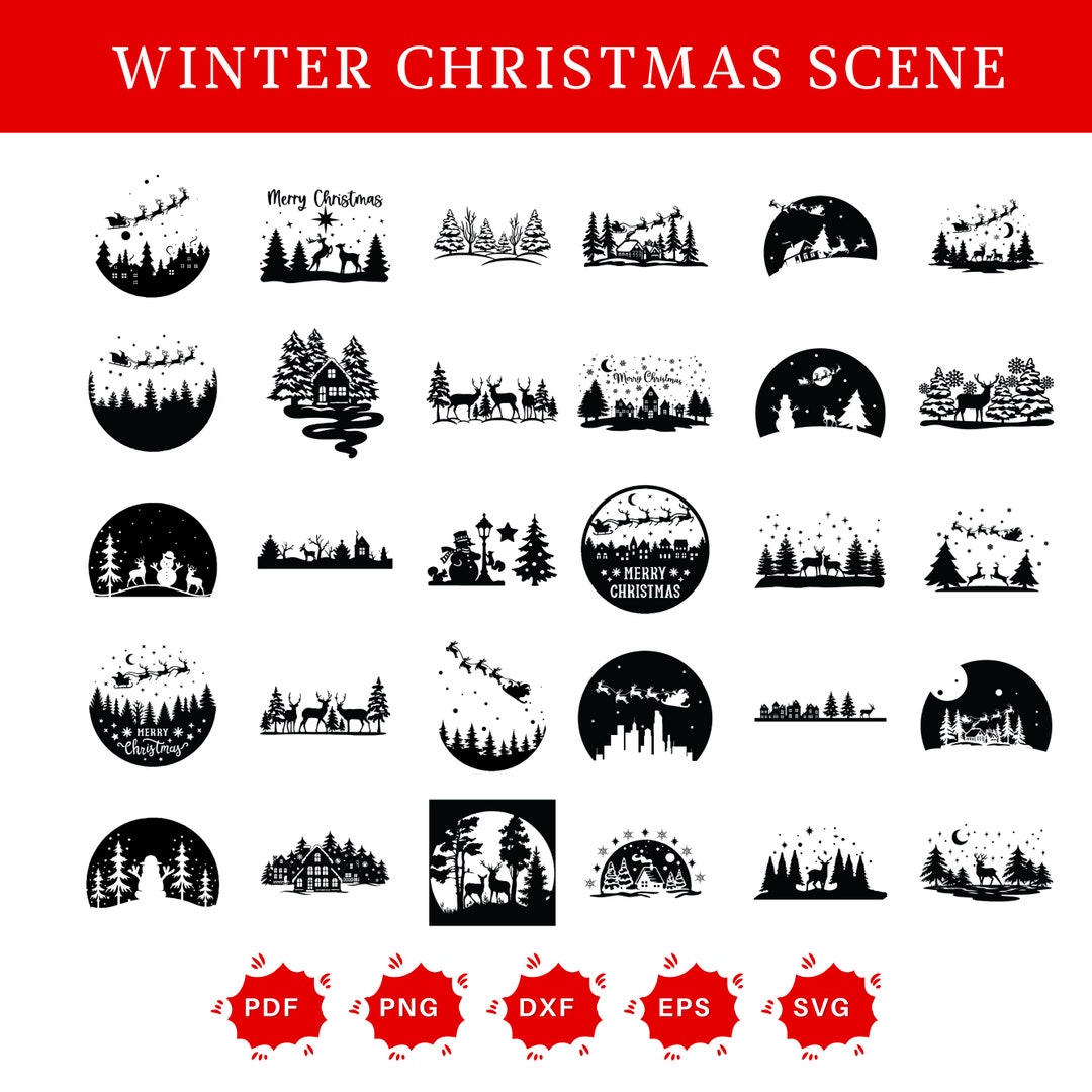 Winter Christmas Scene SVG, Winter Scene SVG, Magical Christmas Scene ...