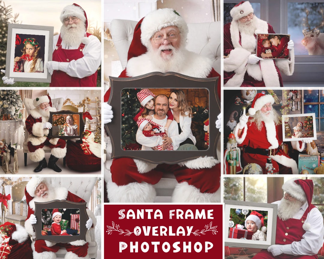 Christmas Santa Holding Frame Background Overlay, Christmas Backdrop ...