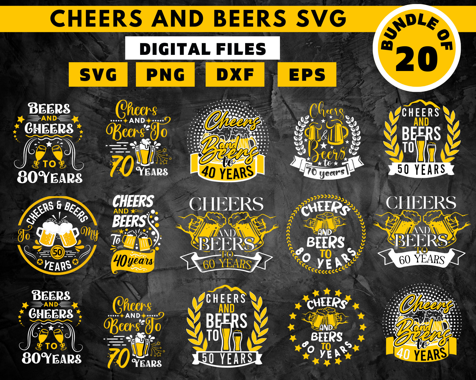 20 Cheers and Beers Svg Bundle 50th Birthday Svg Beer Mug - Etsy UK