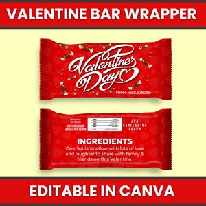 Valentines Candy Bar Wrapper Template, Valentine Chocolate Bar & Candy ...