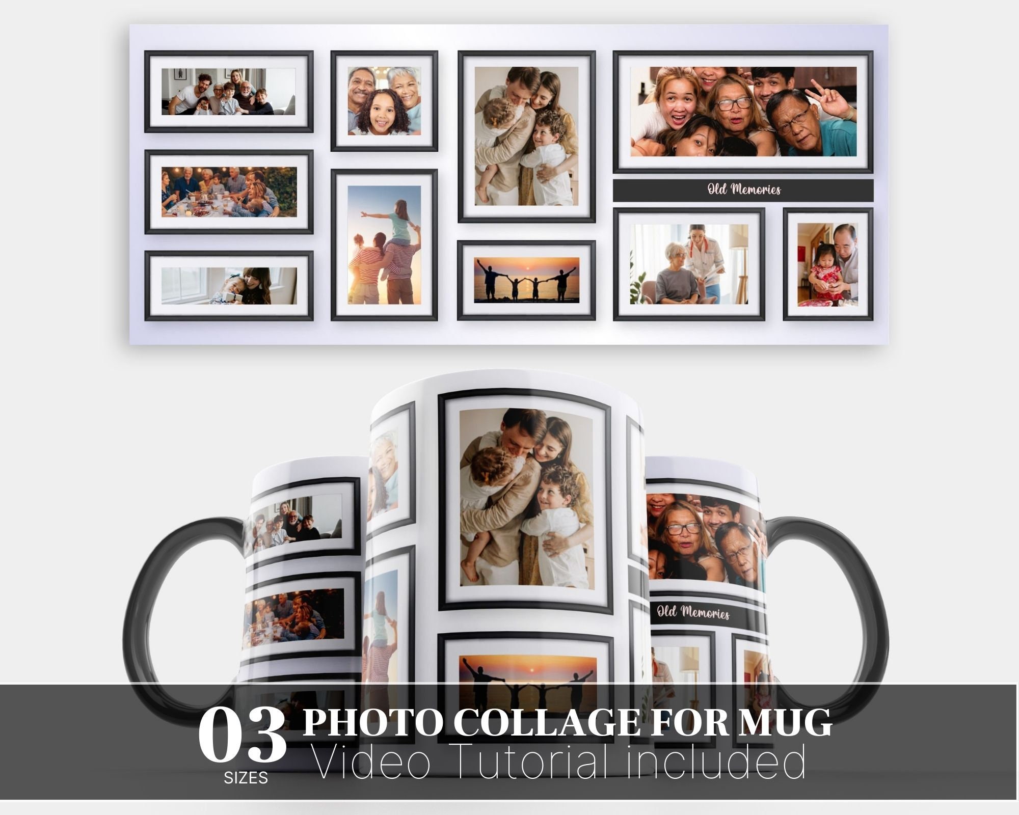 Photo Collage Mug Family Photo Template for Mug Photo - Etsy UK