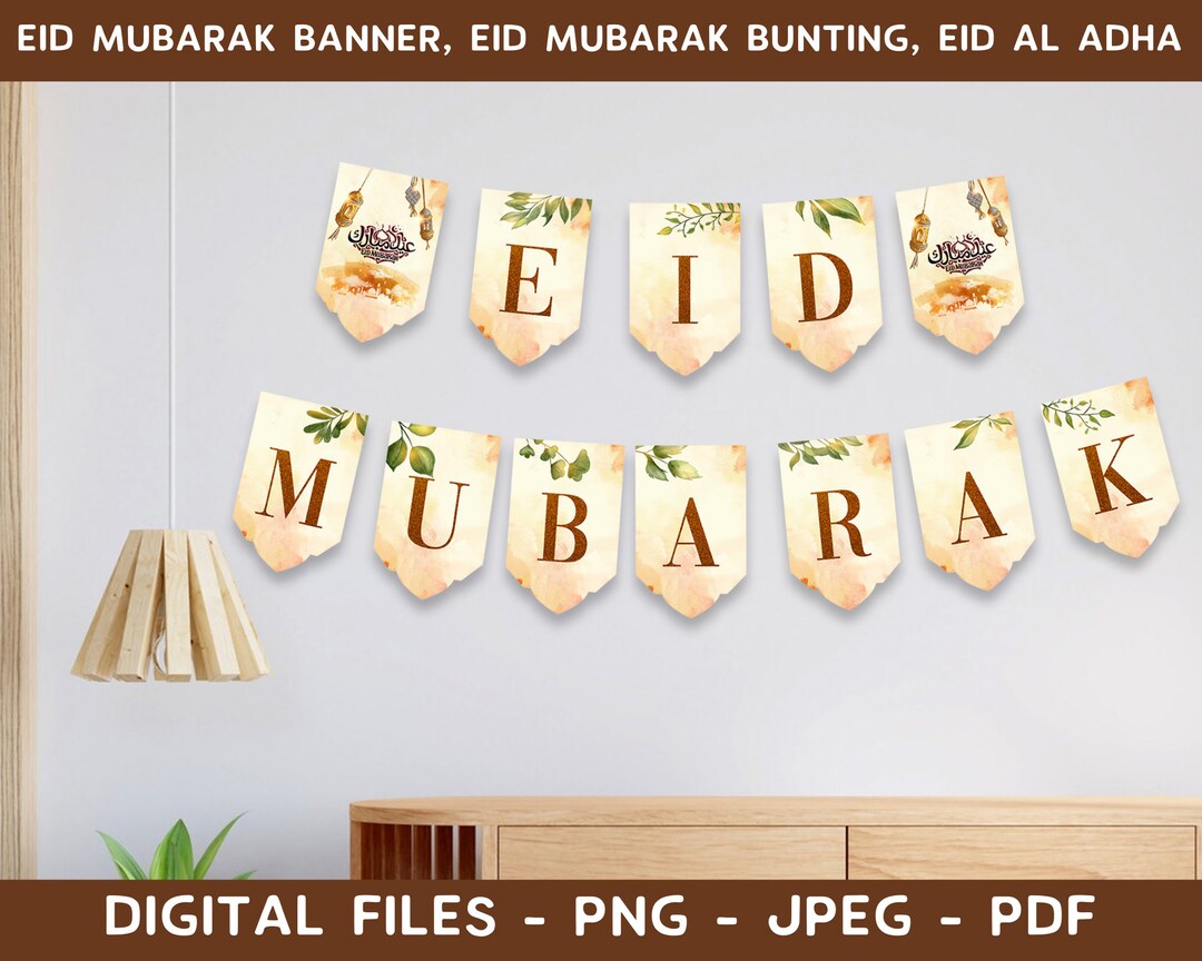 Eid Mubarak Banner, Eid Mubarak Bunting, Eid Al Adha, DIY Eid Al Adha ...