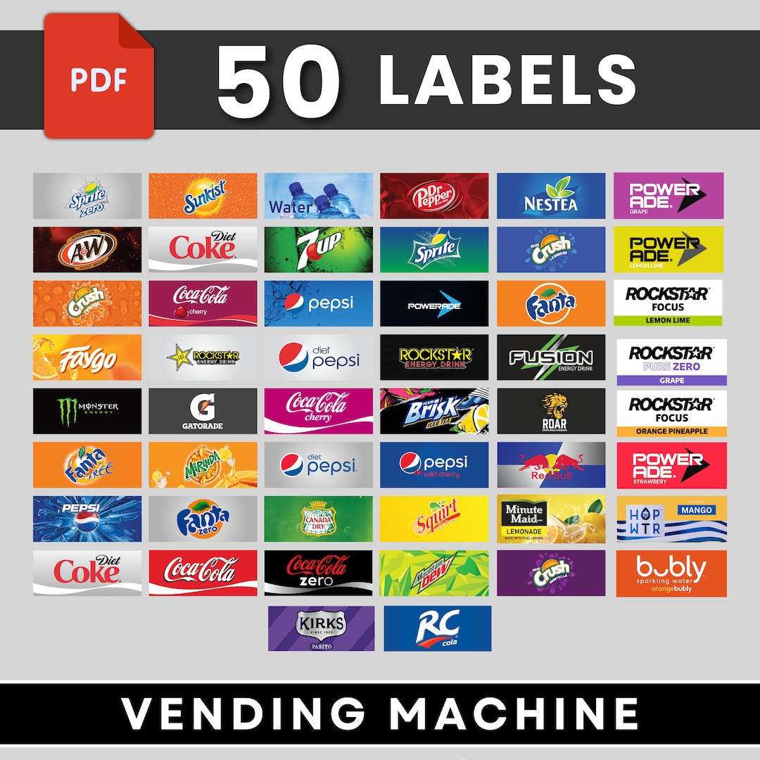 Vending Machine Label, High Quality Labels, Sparkling Water and Soda ...