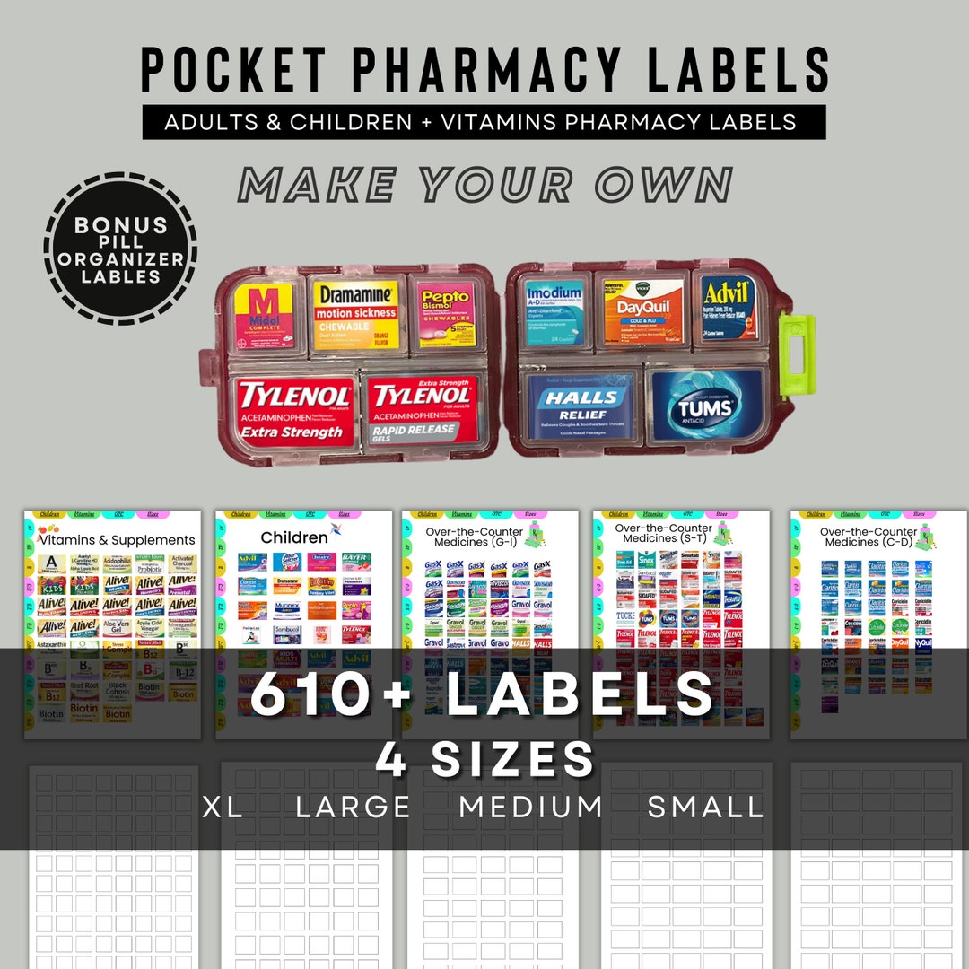 Pocket Pharmacy Labels, Printable Medicine Labels, Pill Labels, Pill ...