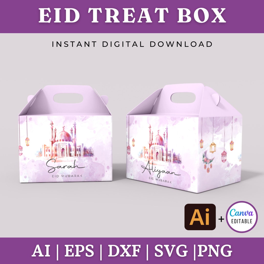 Printable Eid Gift Bags, Eid Mubarak Treat Bags, Personalized Childrens ...