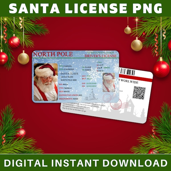 Santa Drivers License Png - Etsy