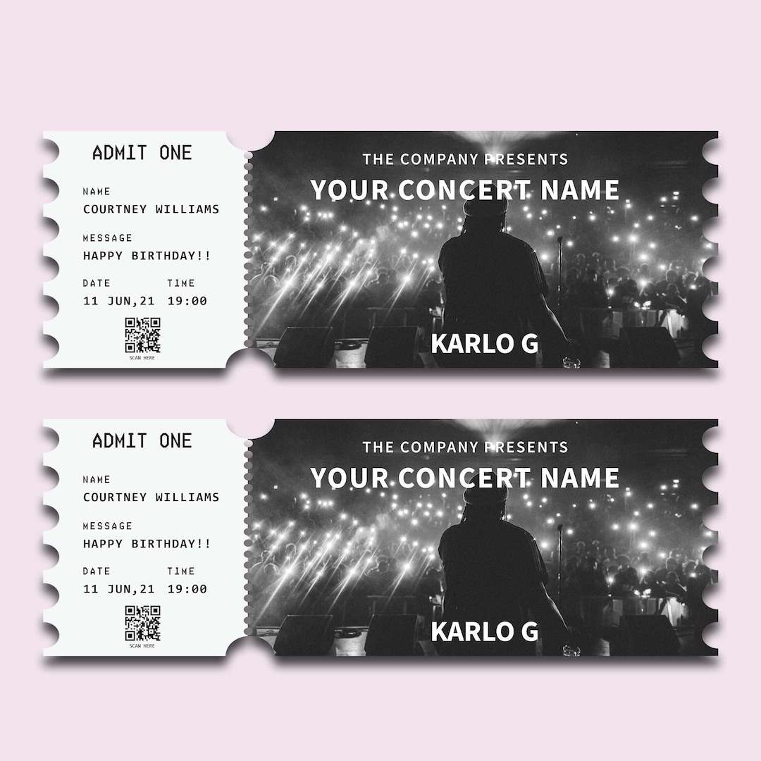 Downloadable Concert Ticket Template, Event Tickets Gifts, Concert ...