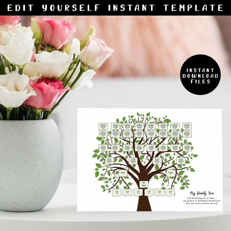 Family Tree Template Custom Family Tree Template Editable - Etsy