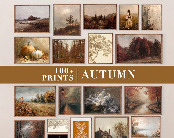 Abstract Fall Wall Art Set of 3, Botanical Leaves Printable Orange ...