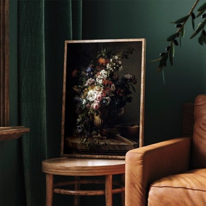 Dark Flower Painting Printable Art | Antique Floral Wall Art | Vintage ...