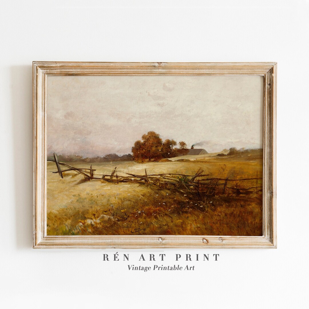 Vintage Fall Landscape Painting Rustic Country Fall Wall Decor ...