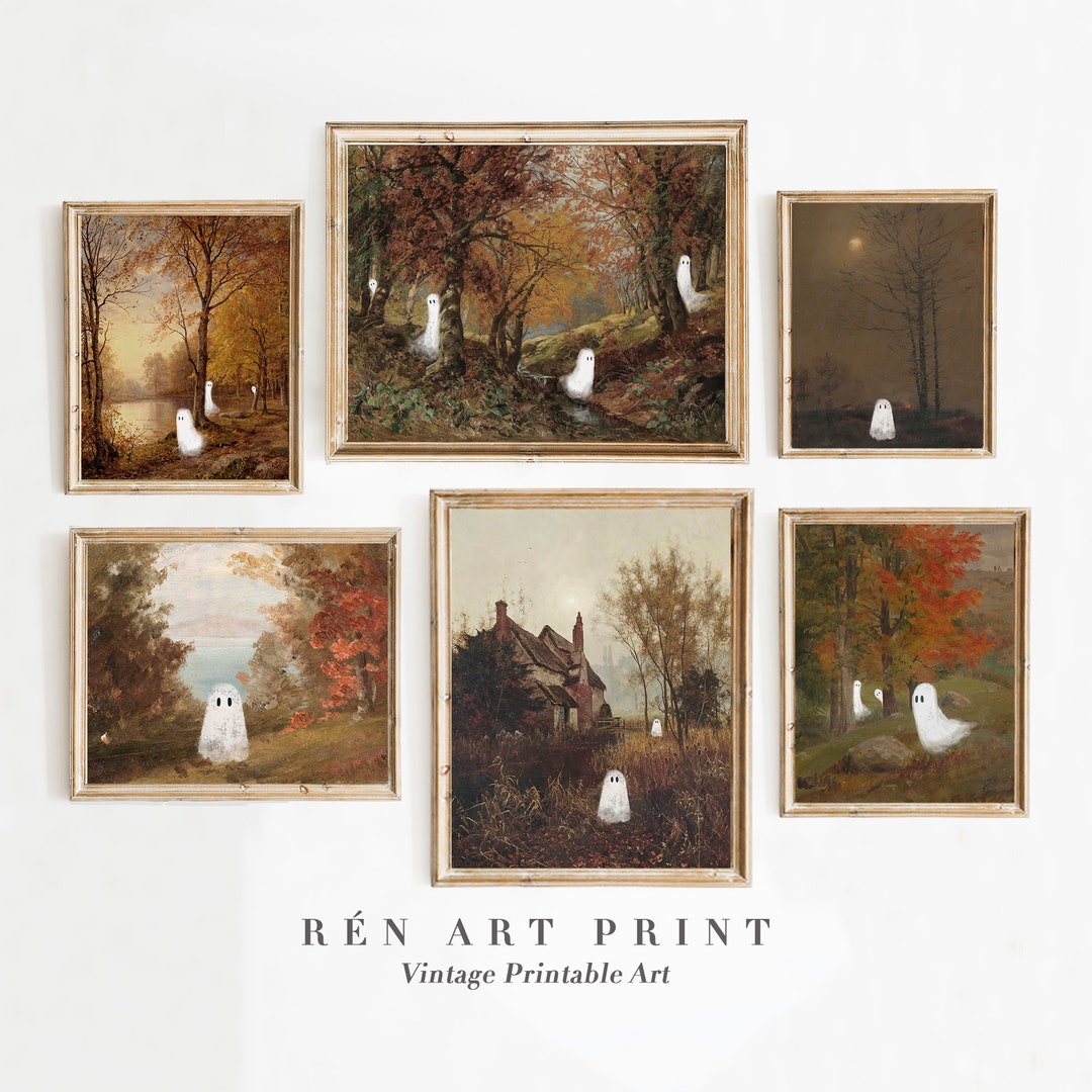 Vintage Cute Halloween Prints Antique Fall Wall Decor Halloween Gallery ...