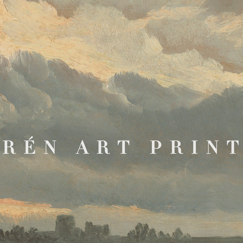 Clouds Painting Wall Art Sky Digital Print Vintage Neutral - Etsy