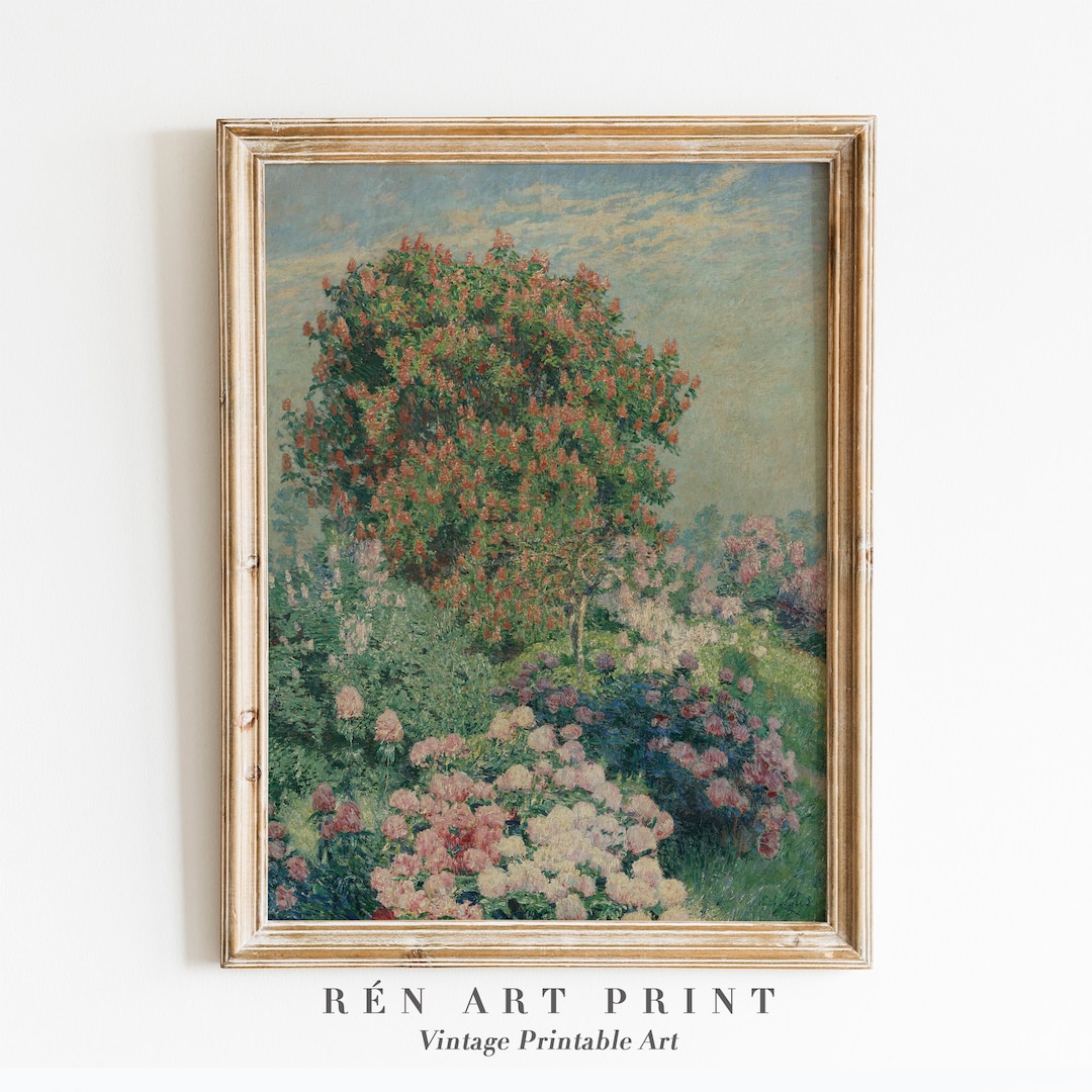 Vintage Spring Printable Wall Art Wildflower Landscape Painting ...