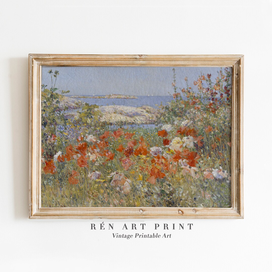 Vintage Spring Wall Art | Antique Landscape Painting | Poppy Fields ...