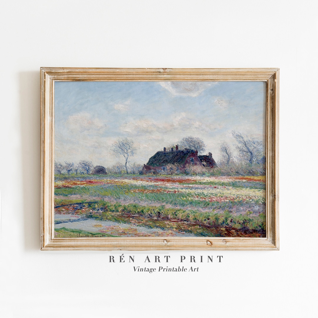 Monet Spring Flower Field Painting | Vintage Landscape Print (digital ...