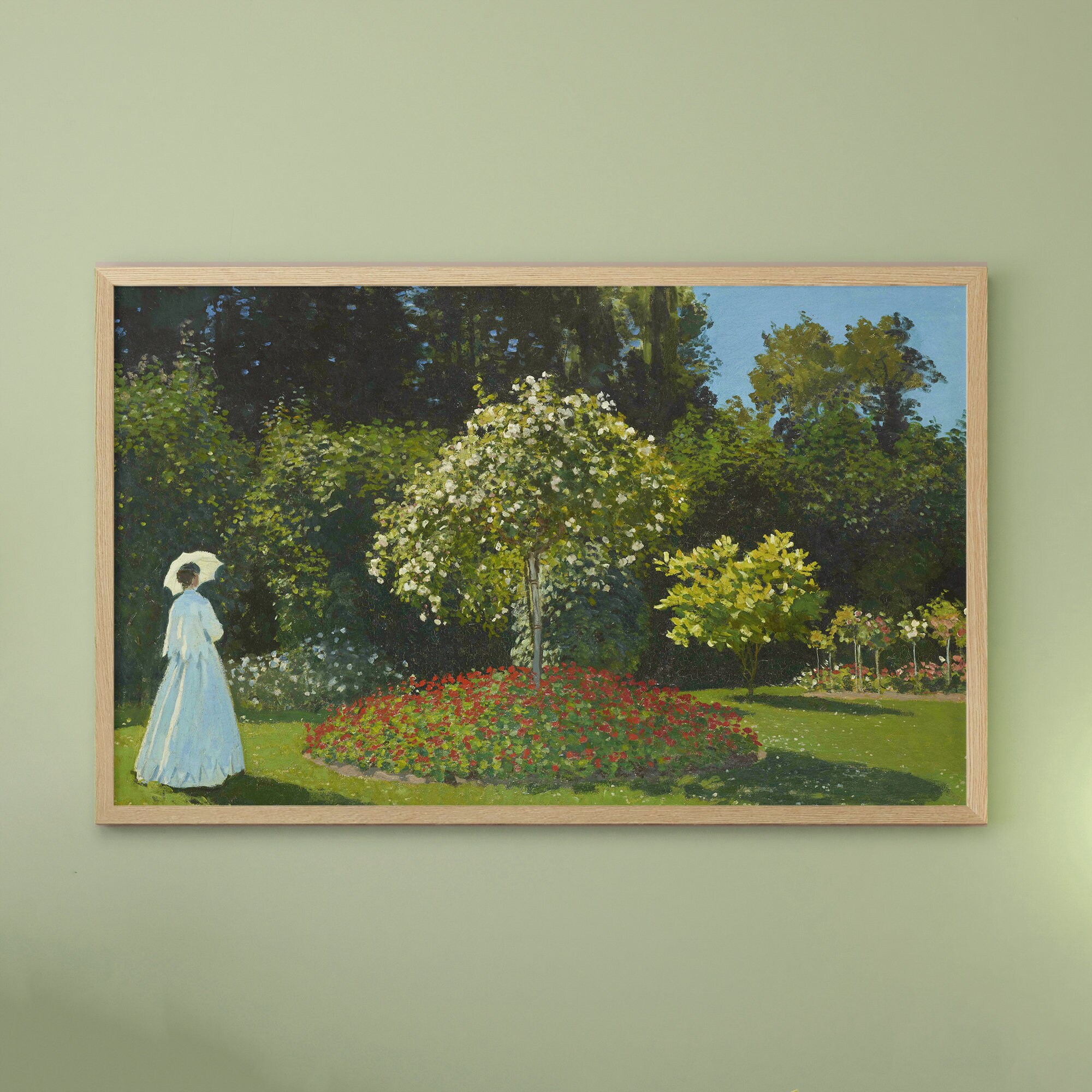 Antique Spring Painting Wall Art Lady in the Garden Painting - Etsy
