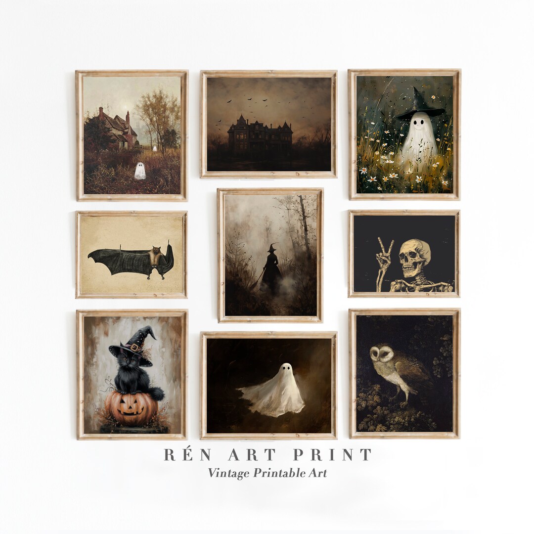 Printable Halloween Gallery Wall Prints | Spooky Autumn Decor | Vintage ...