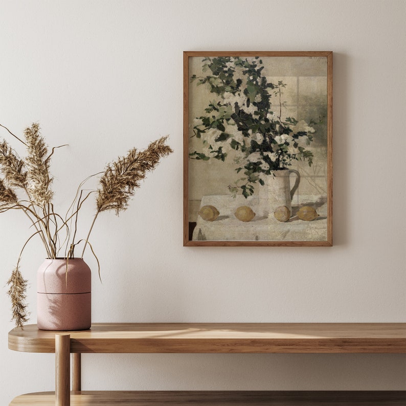 Antique Floral Still Life Painting | French Country Decor (digital ...