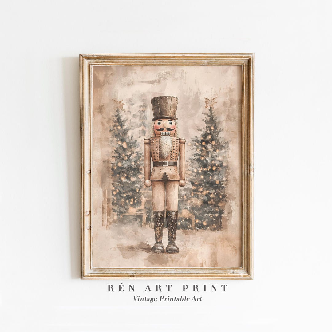 Vintage Nutcracker Print | Neutral Christmas Wall Art | Holiday Winter ...