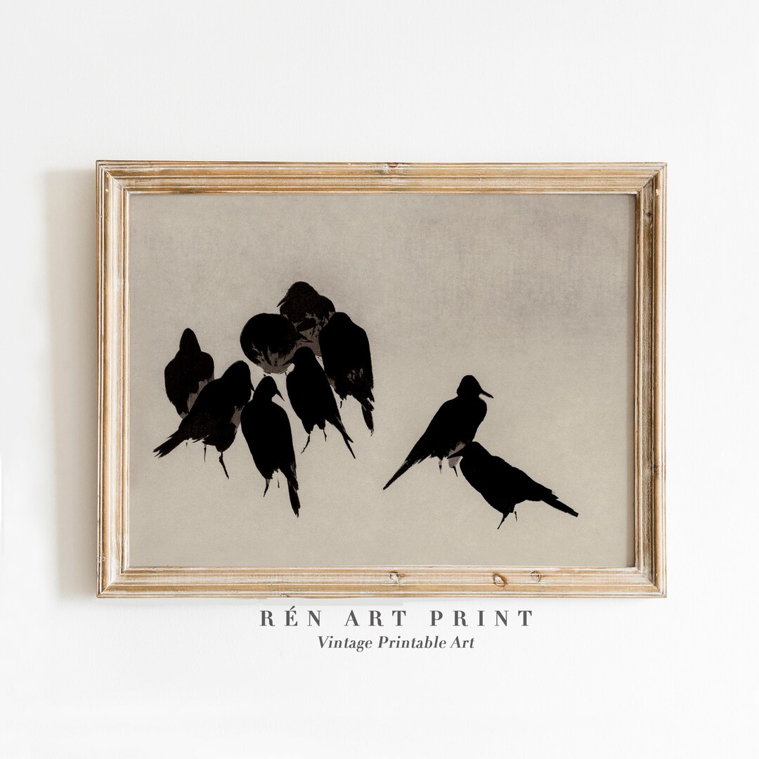 Vintage Raven Printable Art Antique Crow Drawing Gothic Wall Art Print ...