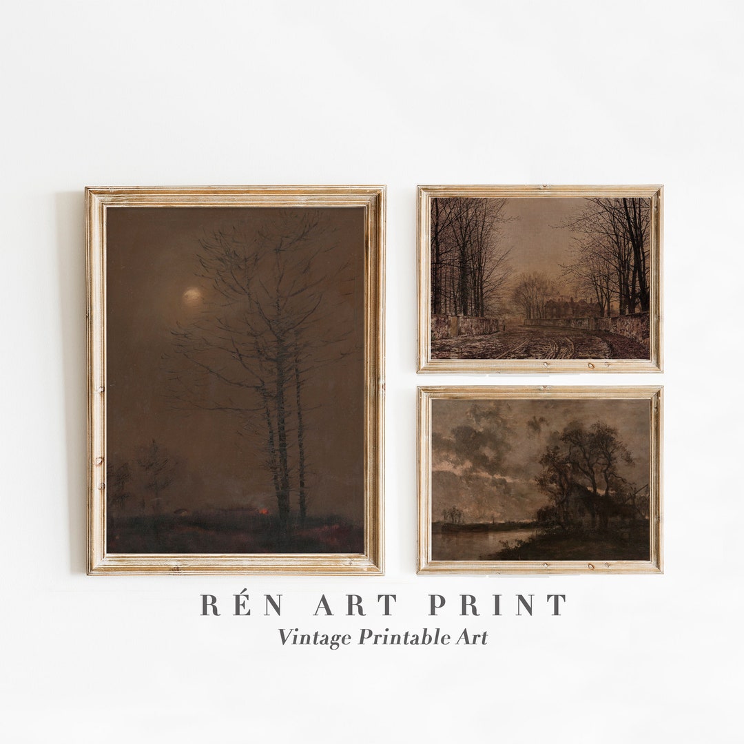 Moody Fall Landscape Gallery Wall Art | Vintage Autumn Printable Wall ...