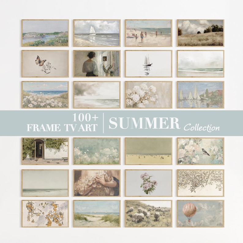 Vintage Coastal Frame TV Art | Summer Art Set (digital Download) - Etsy