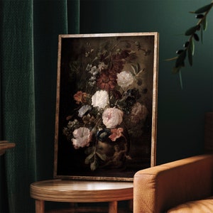 Moody Flower Printable Wall Art | Vintage Dark Floral Painting ...