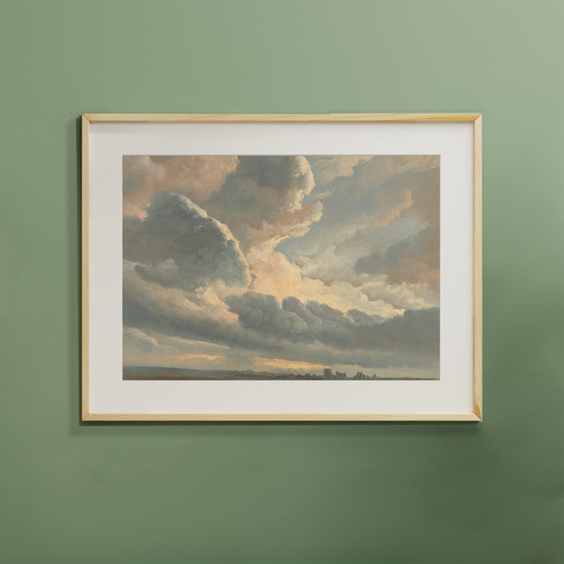 Clouds Painting Wall Art Sky Digital Print Vintage Neutral - Etsy
